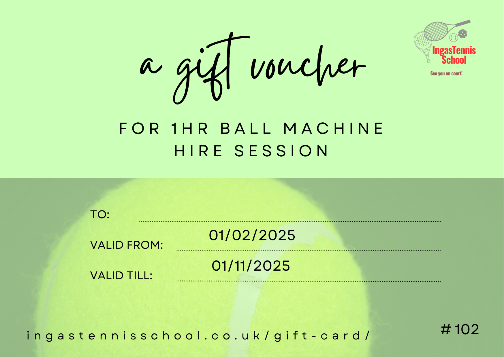 GIFT CARD - Welcome to IngasTennisSchool